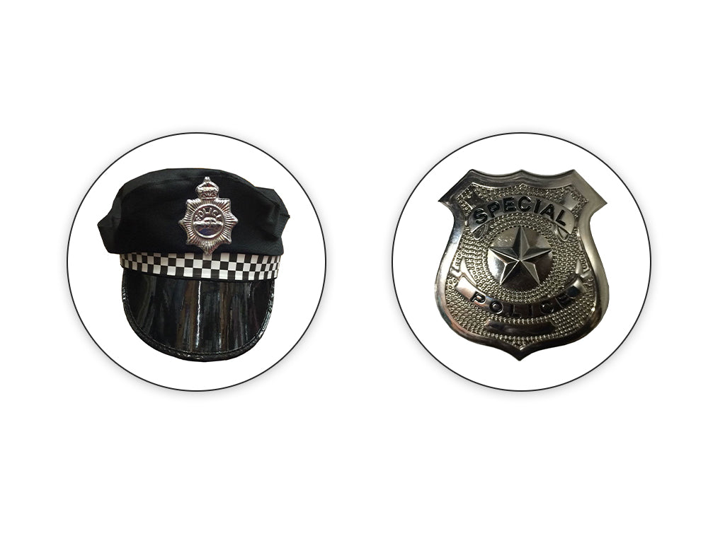 Get Police Badge and Police Hat Set to compliment your outfit